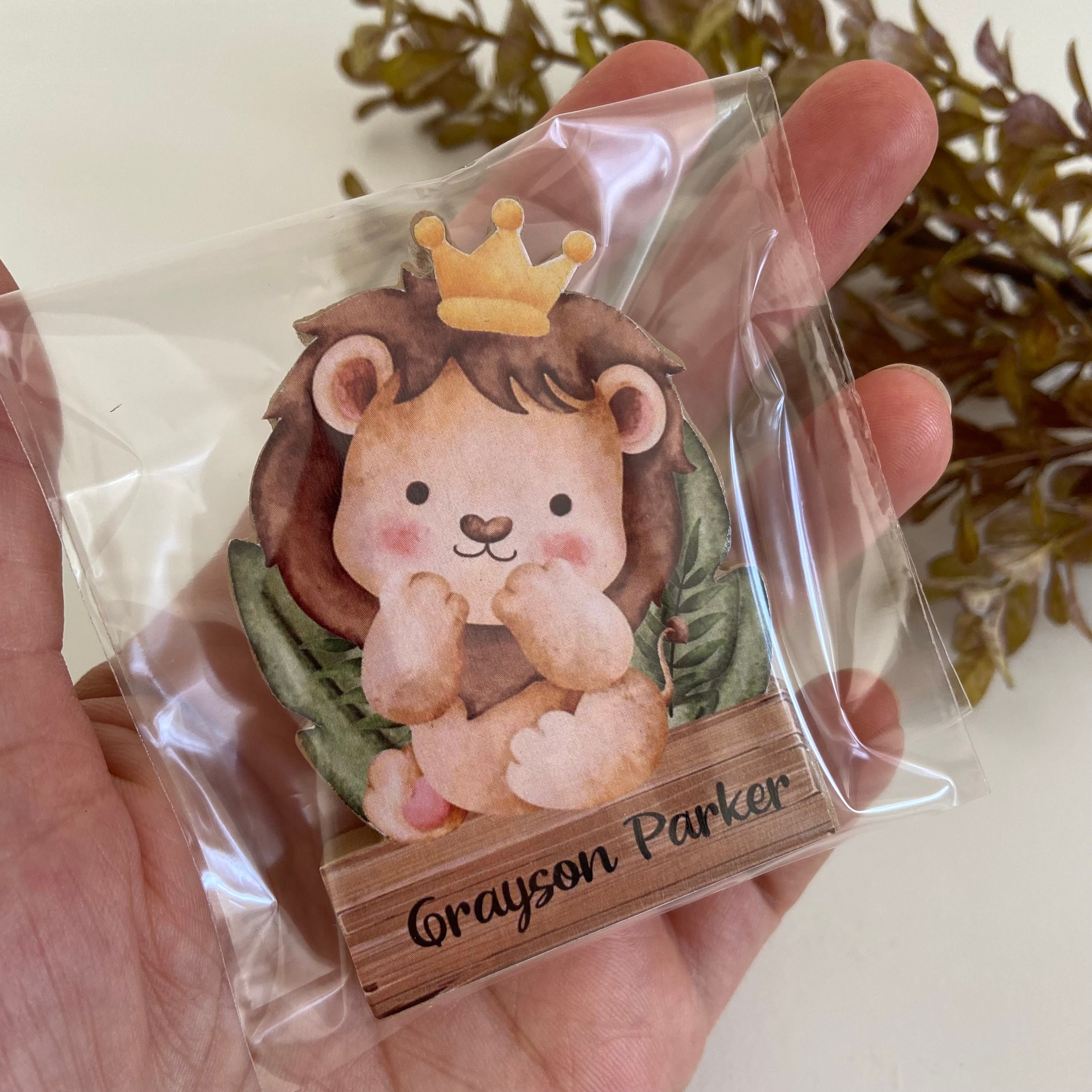 Personalized Wooden Lion Magnet Baby Shower Gifts, Baby Shower Host ...