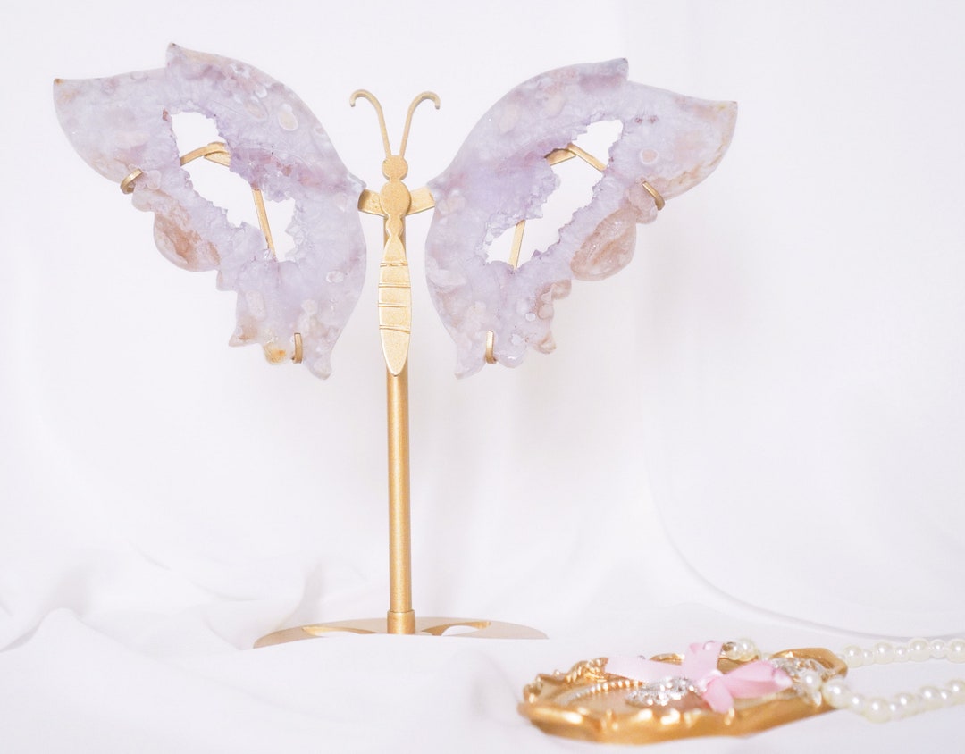 Beautiful Druzy Butterfly Stand Rare Crystal Flower Agate Crystal - Etsy