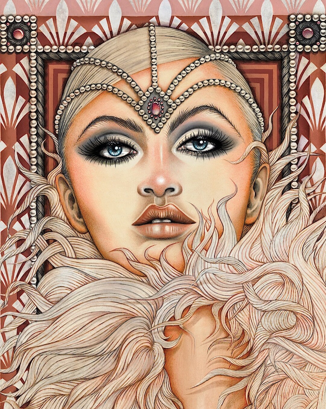 Art Print Pink Splendor - Art Deco Poster, Wall Art, Feminine Art Print ...