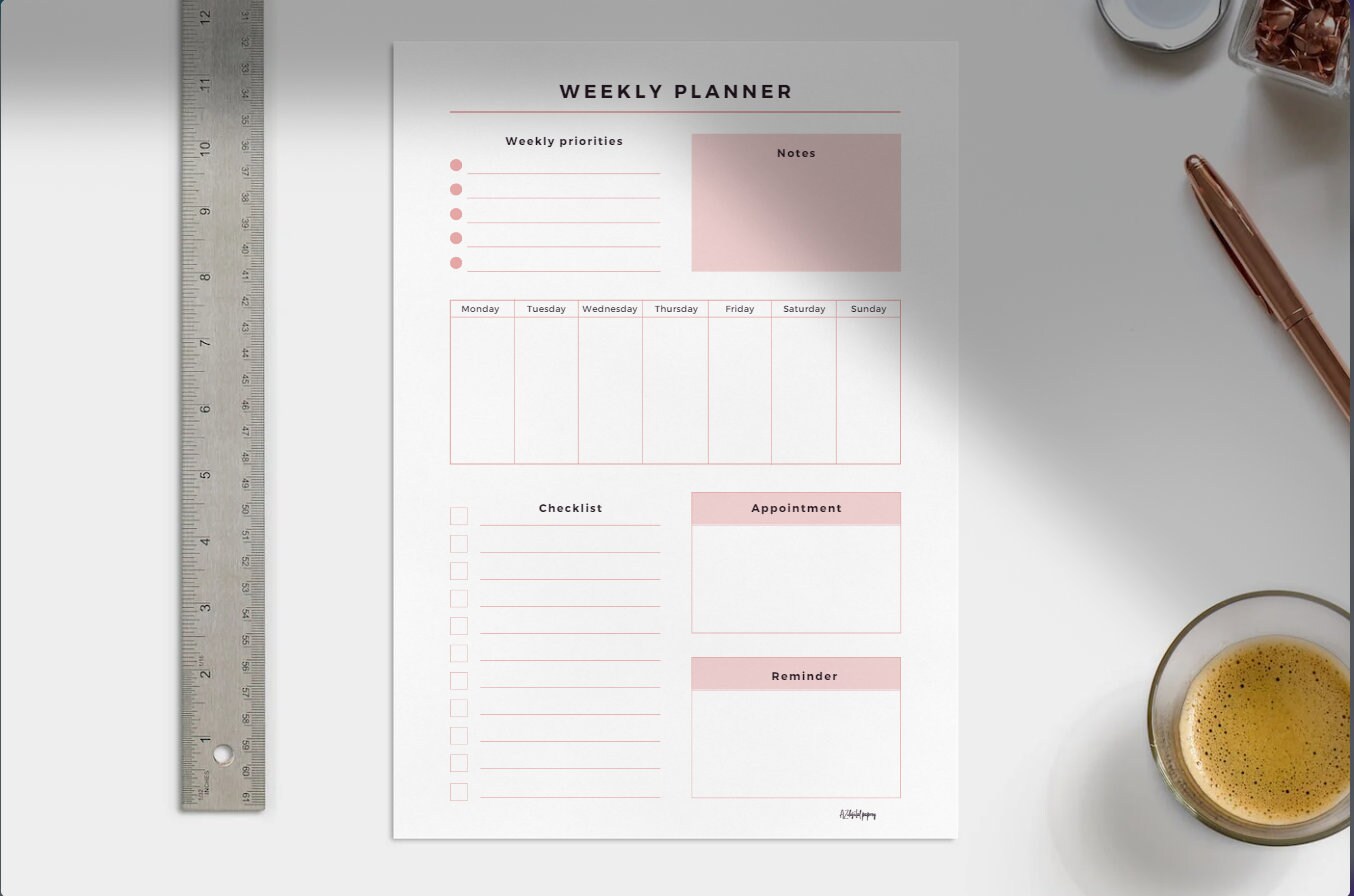 Weekly Planner, 7 Day Planner Printable, Planner, Weekly to Do List for ...