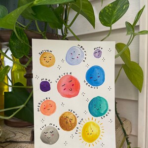 Watercolor Print of the Planets - Etsy