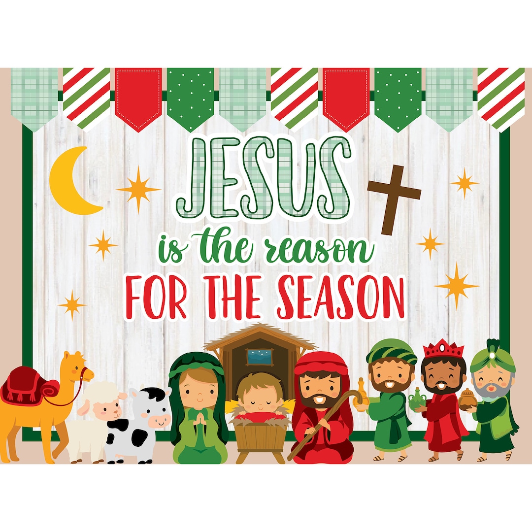 Christmas Nativity Bulletin Board Kit: Teacher Classroom Decor (digital ...