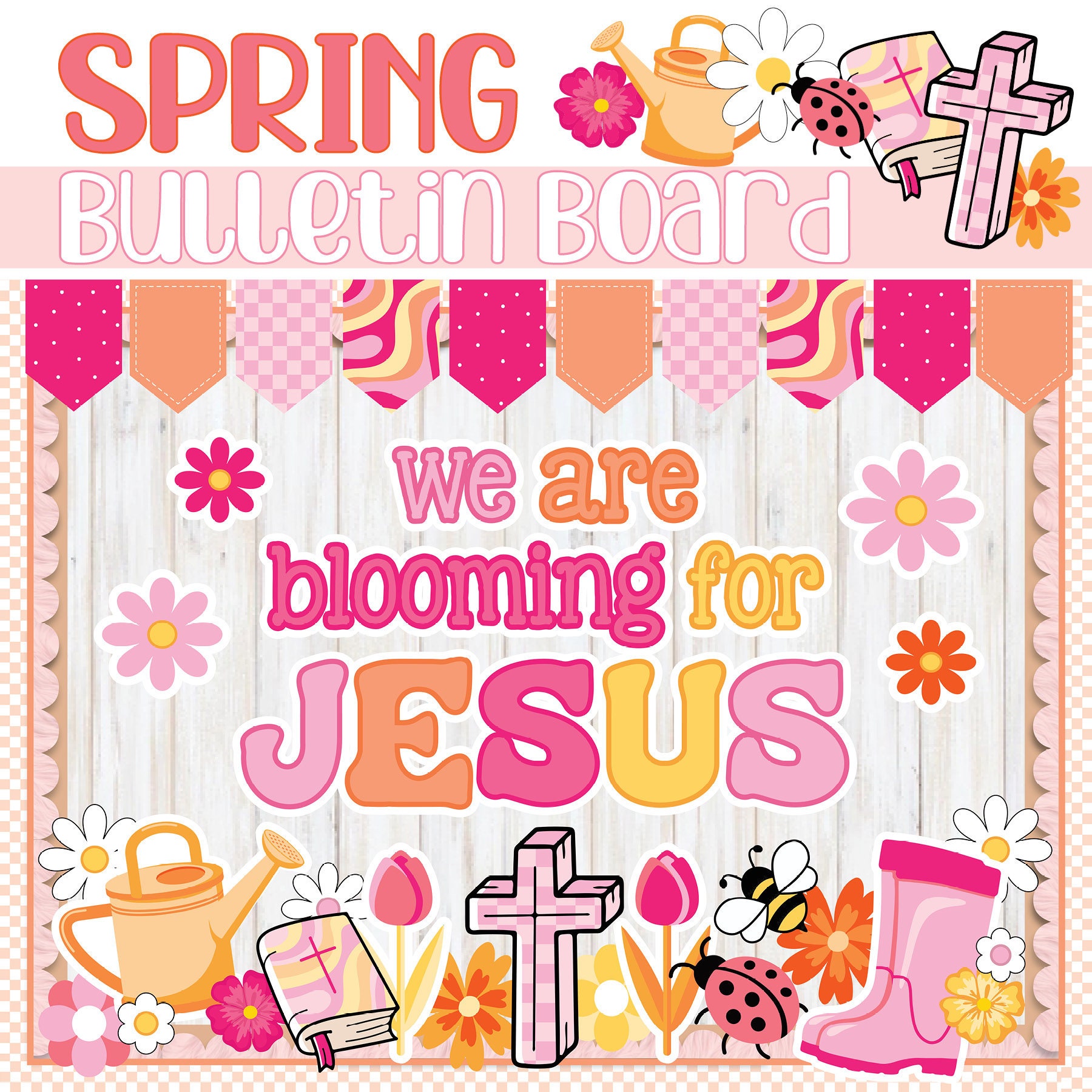 Spring Bulletin Board Kit: Blooming for Jesus, Classroom Decor (PDF) - Etsy