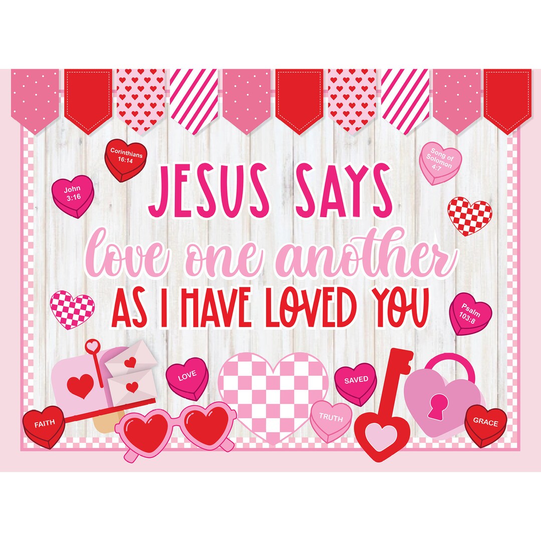 Valentine's Day Classroom Bulletin Board Kit: Jesus Love Theme (PDF) - Etsy