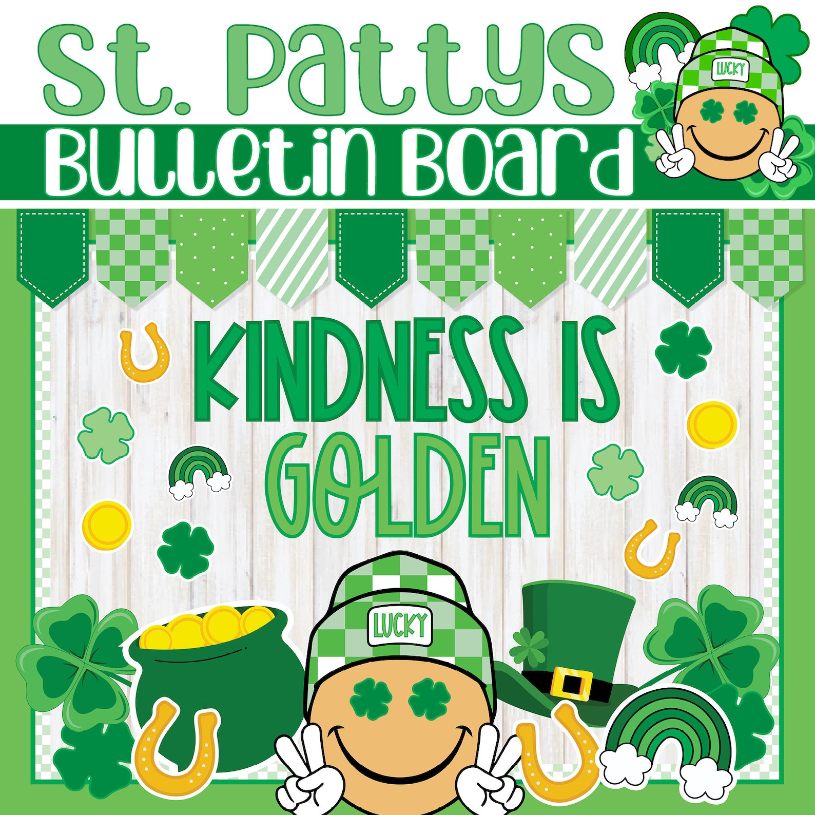 St. Patrick's Day Bulletin Board Kit: Kindness is Golden (PDF) - Etsy
