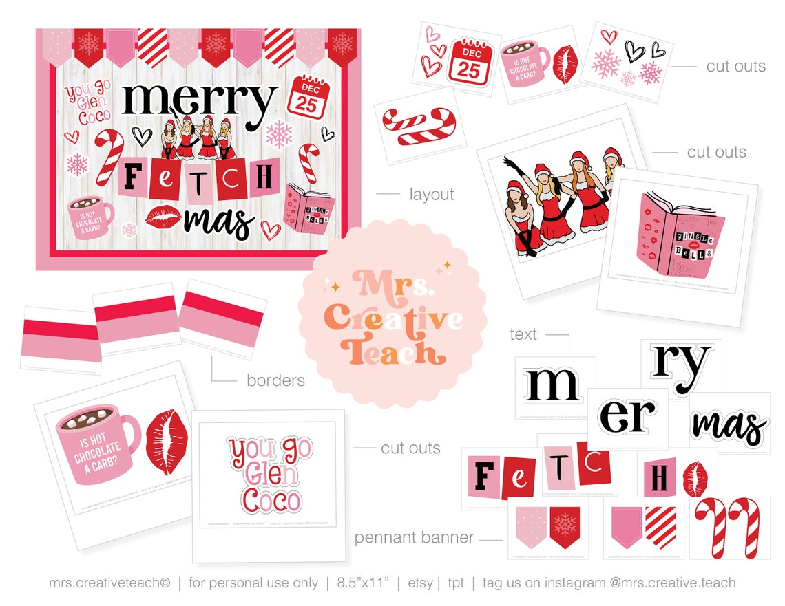 Mean Girls Christmas Bulletin Board: Merry Fetch-mas Decor (digital ...