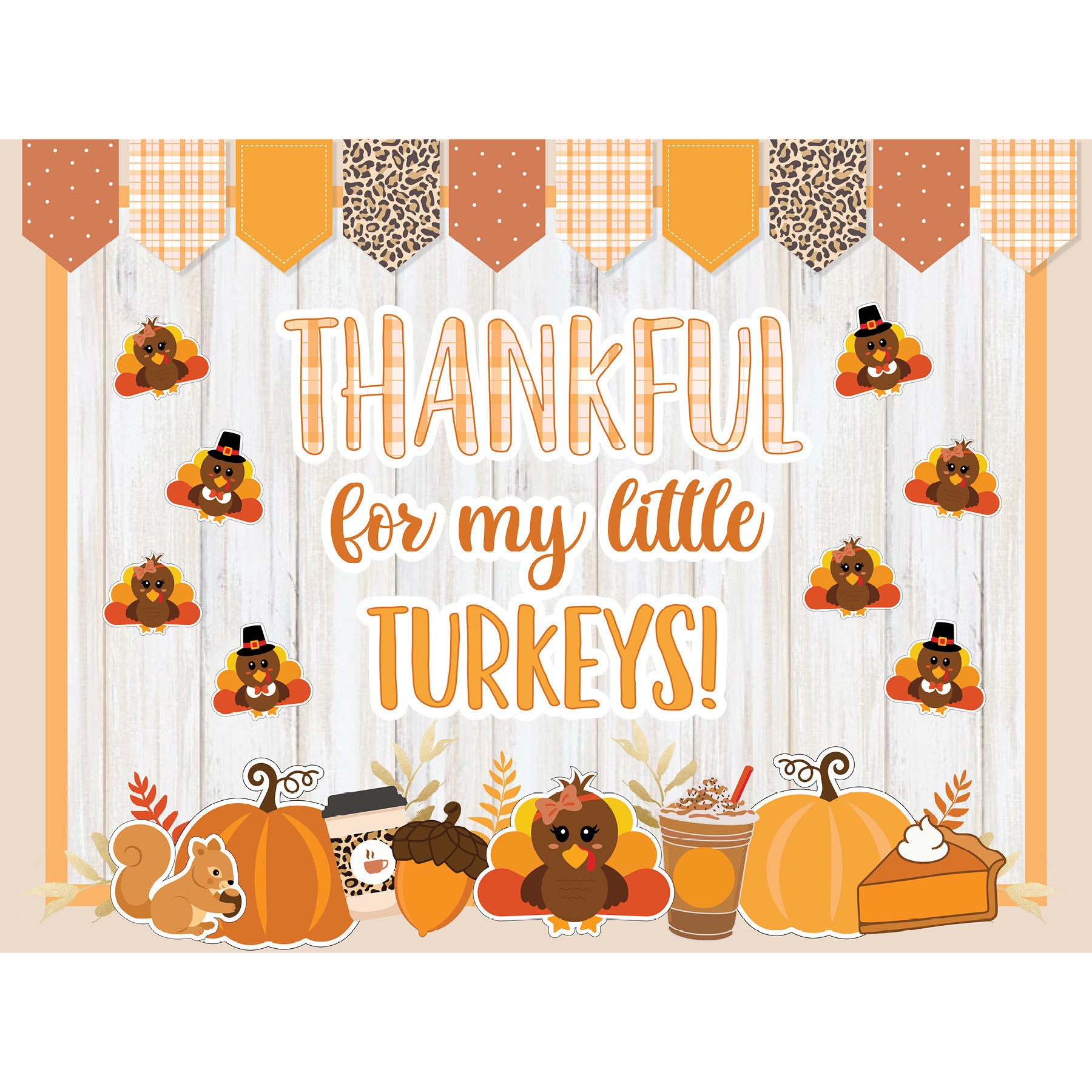 Thanksgiving Bulletin Board Kit: Thankful Turkeys Classroom Decor ...