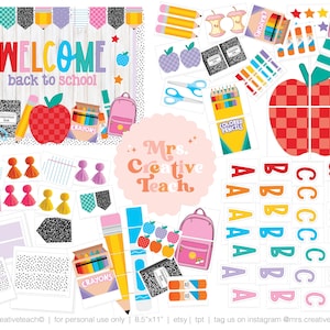 Welcome Back to School Bulletin Board Kit: Bright Classroom Decor (PDF ...
