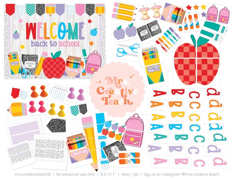 Welcome Back to School Bulletin Board Kit: Bright Classroom Decor (PDF ...