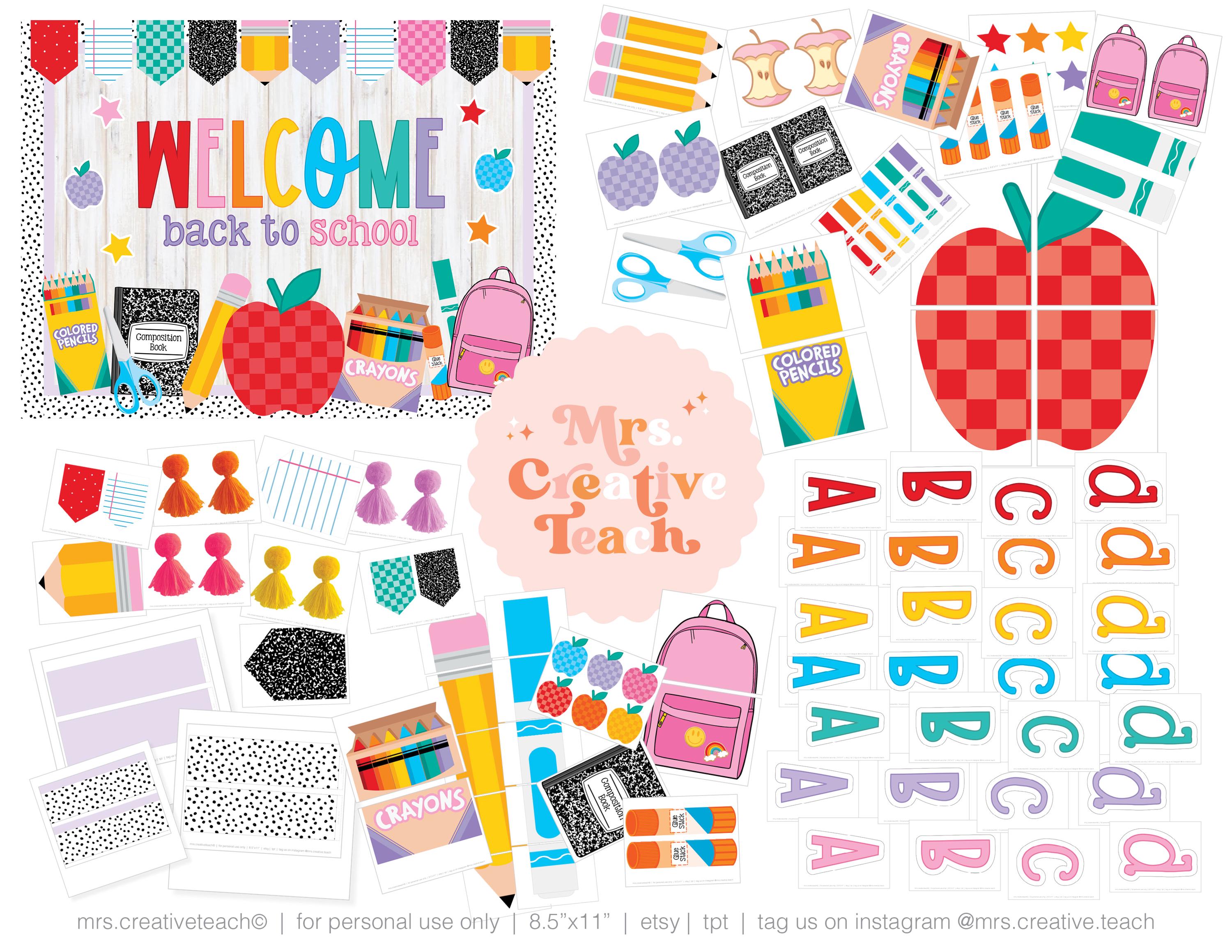 Welcome Back to School Bulletin Board Kit: Bright Classroom Decor (PDF ...