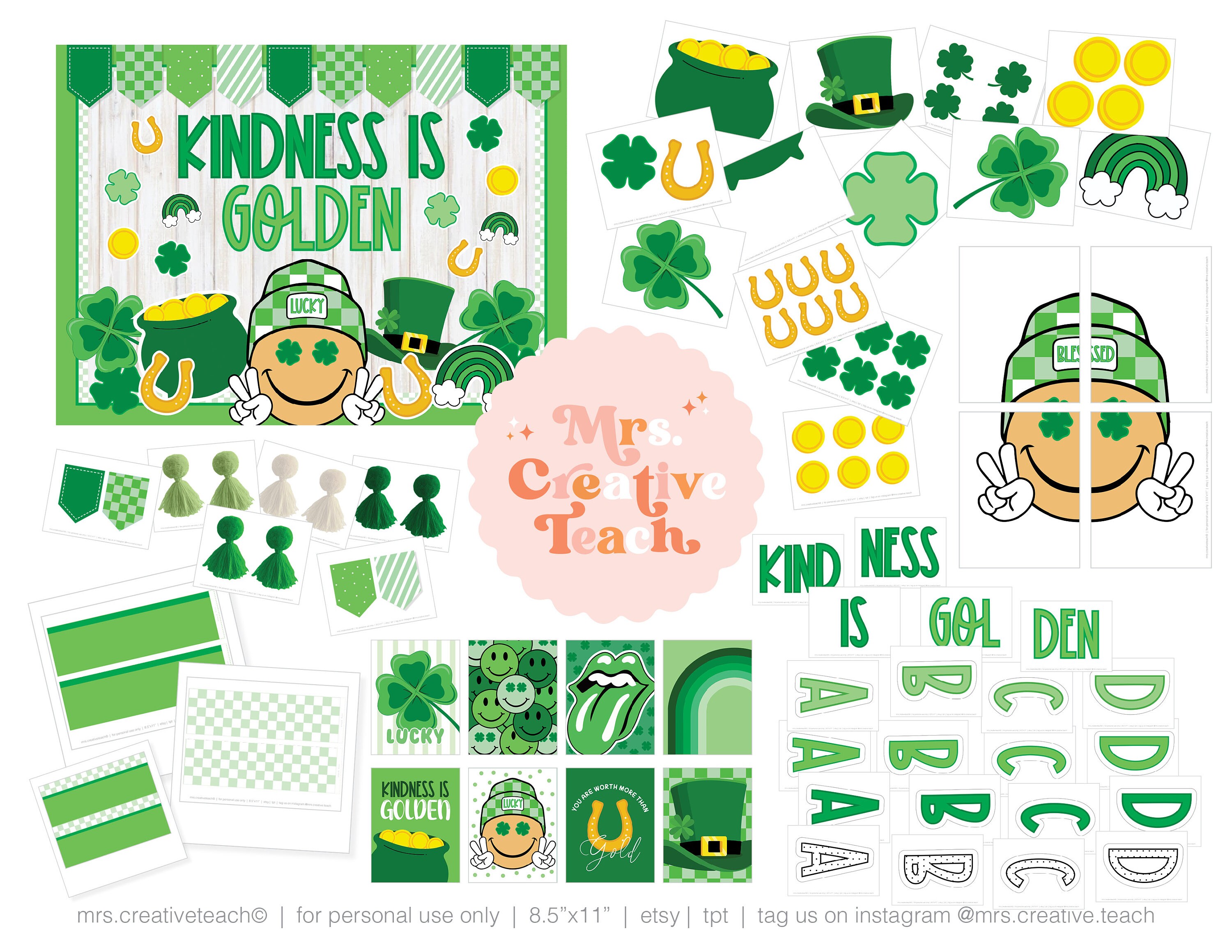 St. Patrick's Day Bulletin Board Kit: Kindness is Golden (PDF) - Etsy