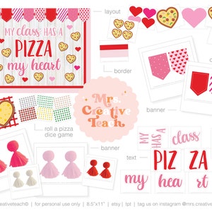 Valentine's Day Bulletin Board Kit. Pizza Theme. February Classroom ...