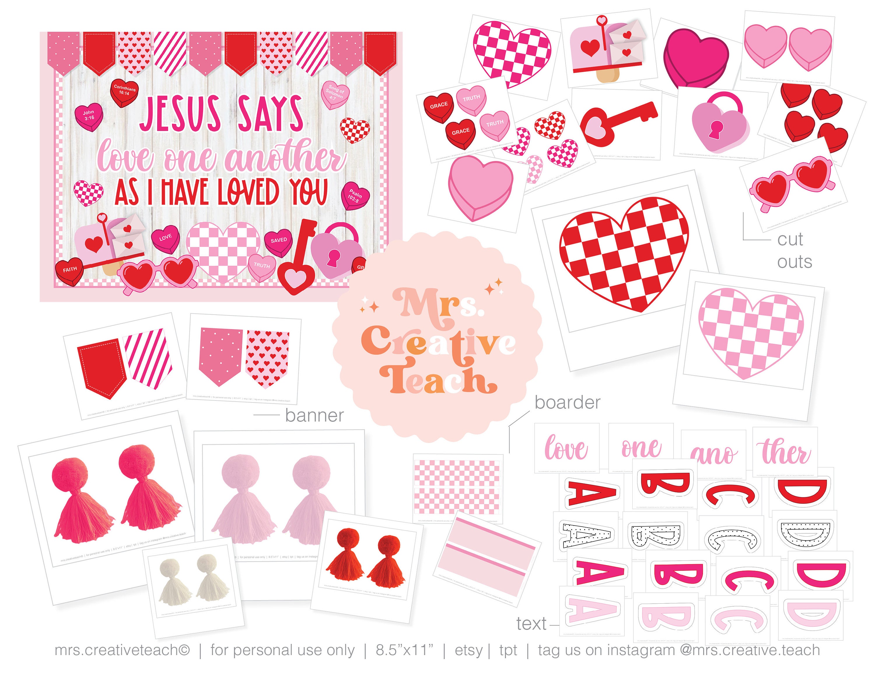 Valentine's Day Classroom Bulletin Board Kit: Jesus Love Theme (PDF) - Etsy