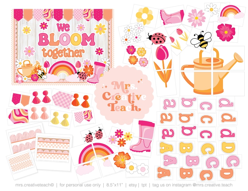 Spring Classroom Bulletin Board Kit: We Bloom Together (PDF) - Etsy