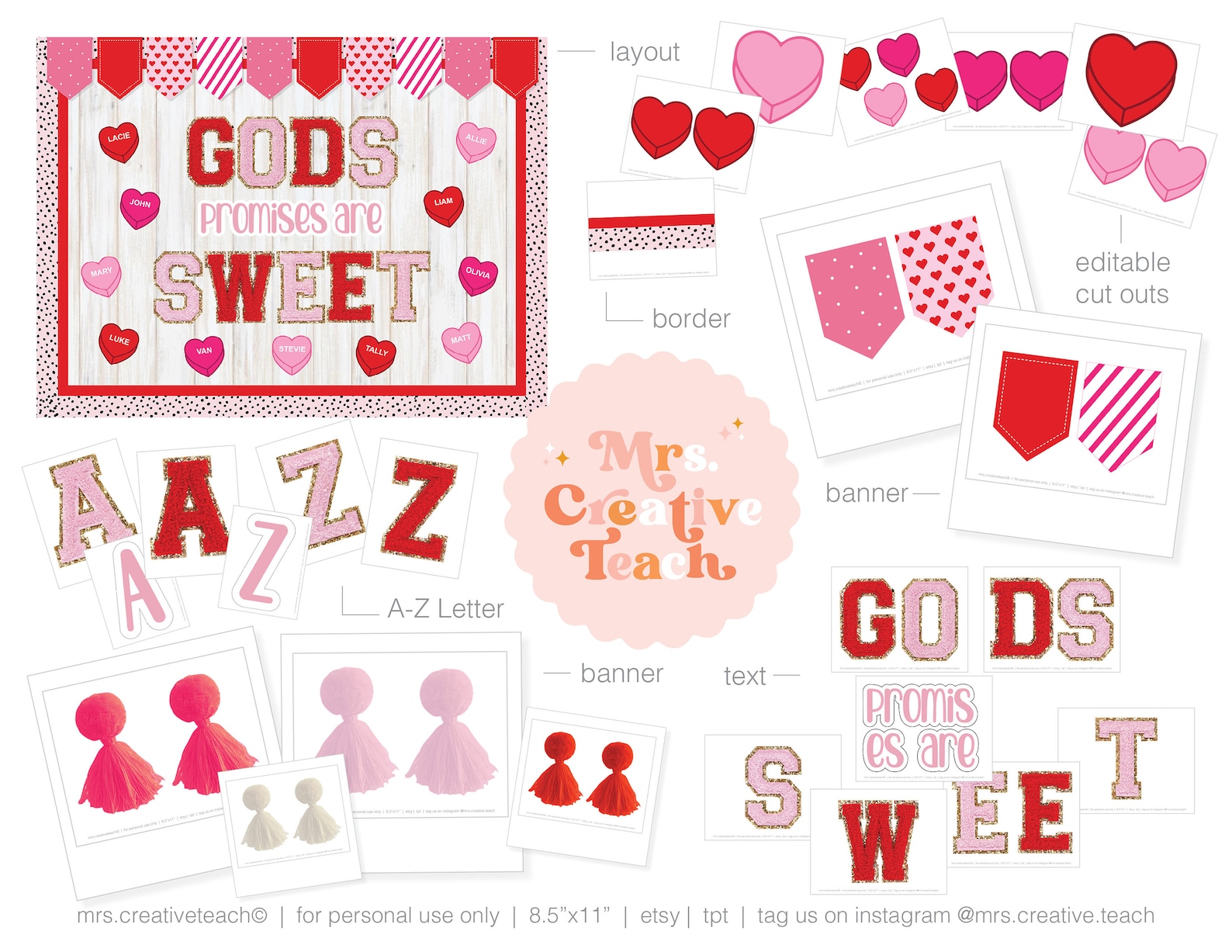 Valentine's Day Bulletin Board Kit: Gods Promises, Candy Hearts (PDF ...