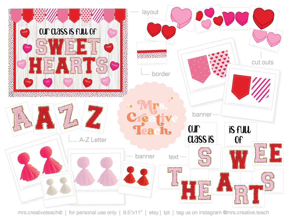 Valentine's Day Bulletin Board Kit. Sweet Heart Candy. - Etsy