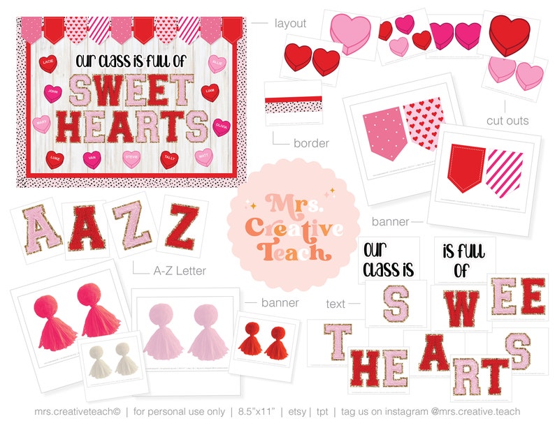 Valentine's Day Bulletin Board Kit. Sweet Heart Candy. - Etsy