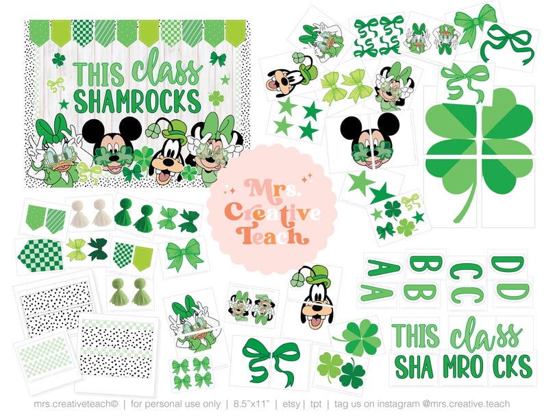 St. Patrick's Day Bulletin Board Kit: Shamrock Classroom Decor (PDF) - Etsy