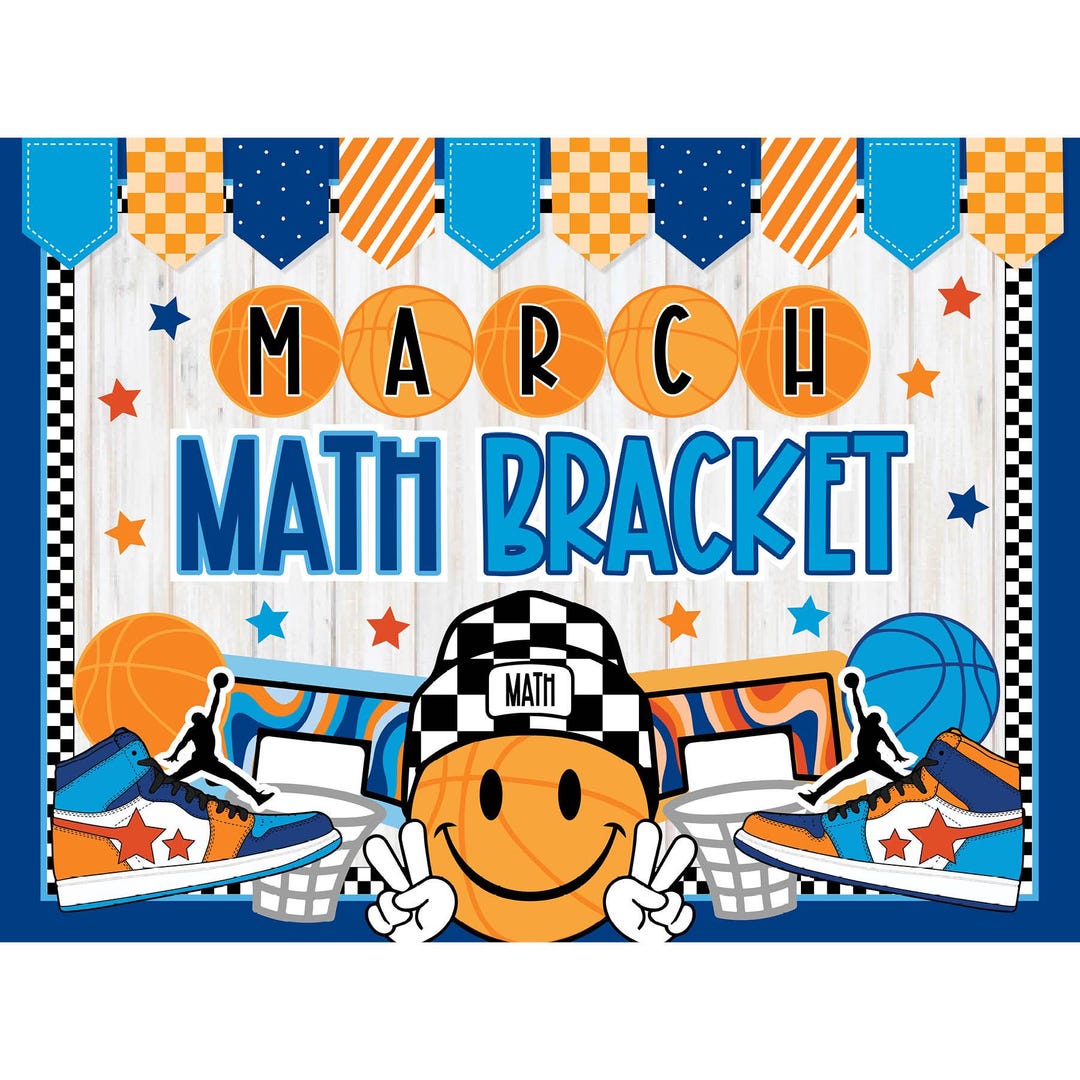 March Math Bracket Bulletin Board Kit: Basketball Classroom Decor (PDF ...