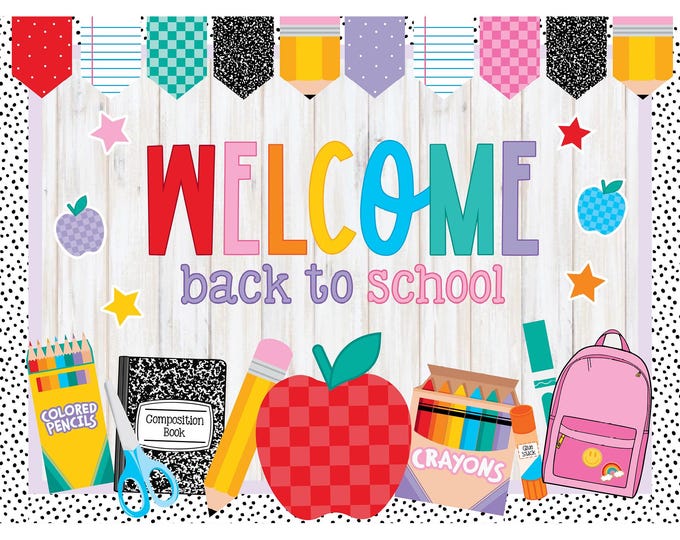 Back to School Bulletin Board Kit, Classroom Decor, Pastel Trendy ...