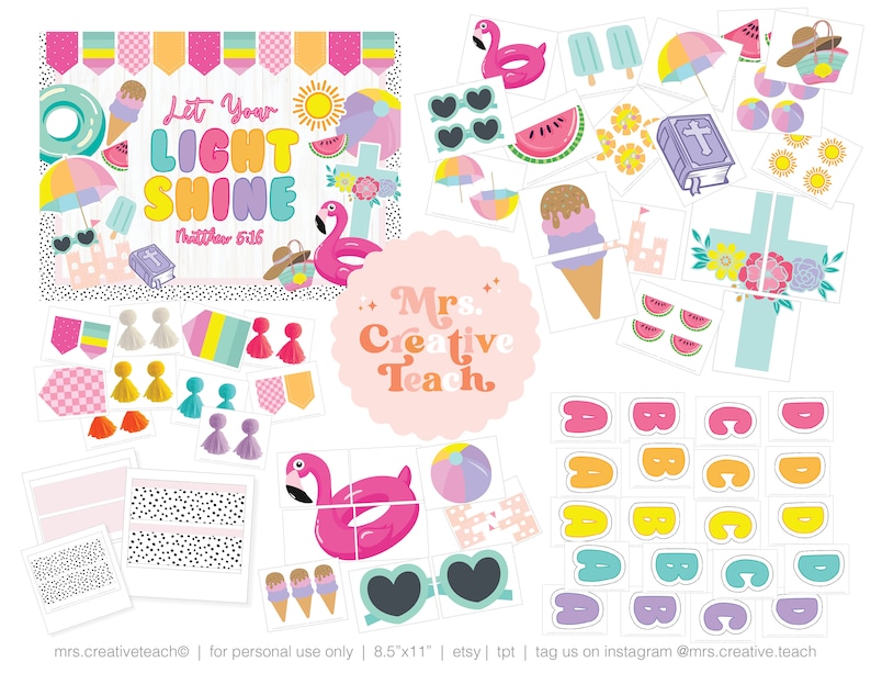Summer Bulletin Board Kit: Let Your Light Shine Classroom Decor (PDF ...
