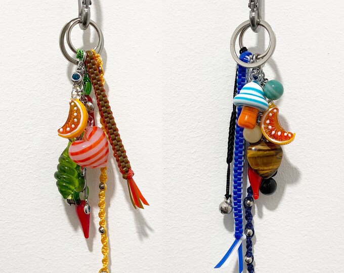 Y2K Aesthetic Keychain Bag Charms Lanyard Keychain Gimp String Murano ...