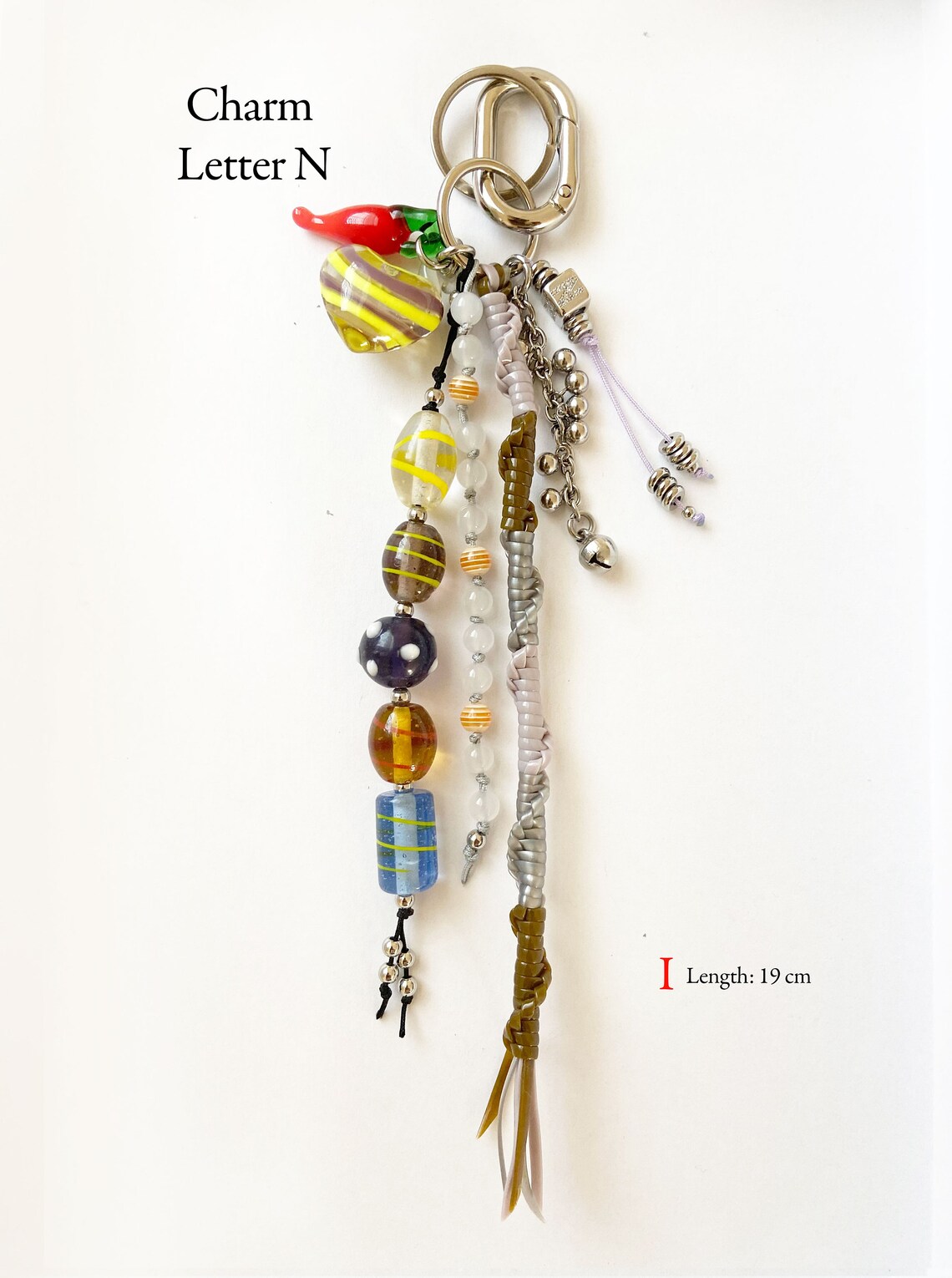 Y2K Accessories Summer Keychain Glass Beads Bag Charms Gimp Lanyard ...