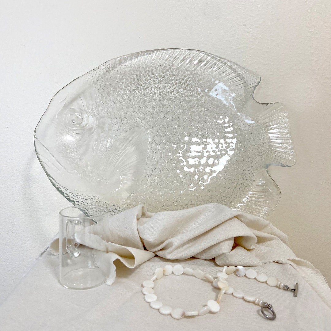 Vintage Glass Fish Dish Tray | Vanity Tray Dish Catch All | Glass Tray ...