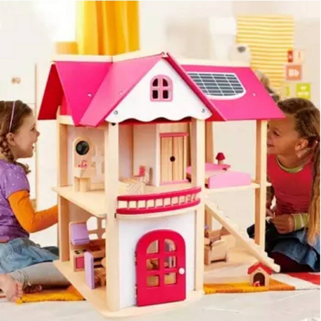 Beautiful WOODEN HOUSE DOLLHOUSE Toys Villa With Doll Room Furnitures ...