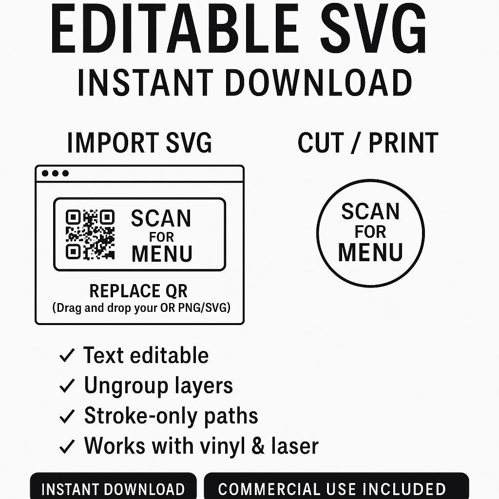 Editable QR Code Sign SVG Bundle: 82 Designs for Cricut, Silhouette ...