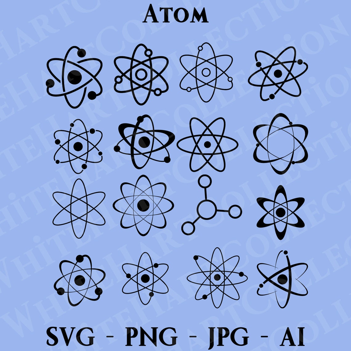 16 Atom Svg Bundle, Png, Jpg, Ai, Commercial Use, Chemistry Svg ...