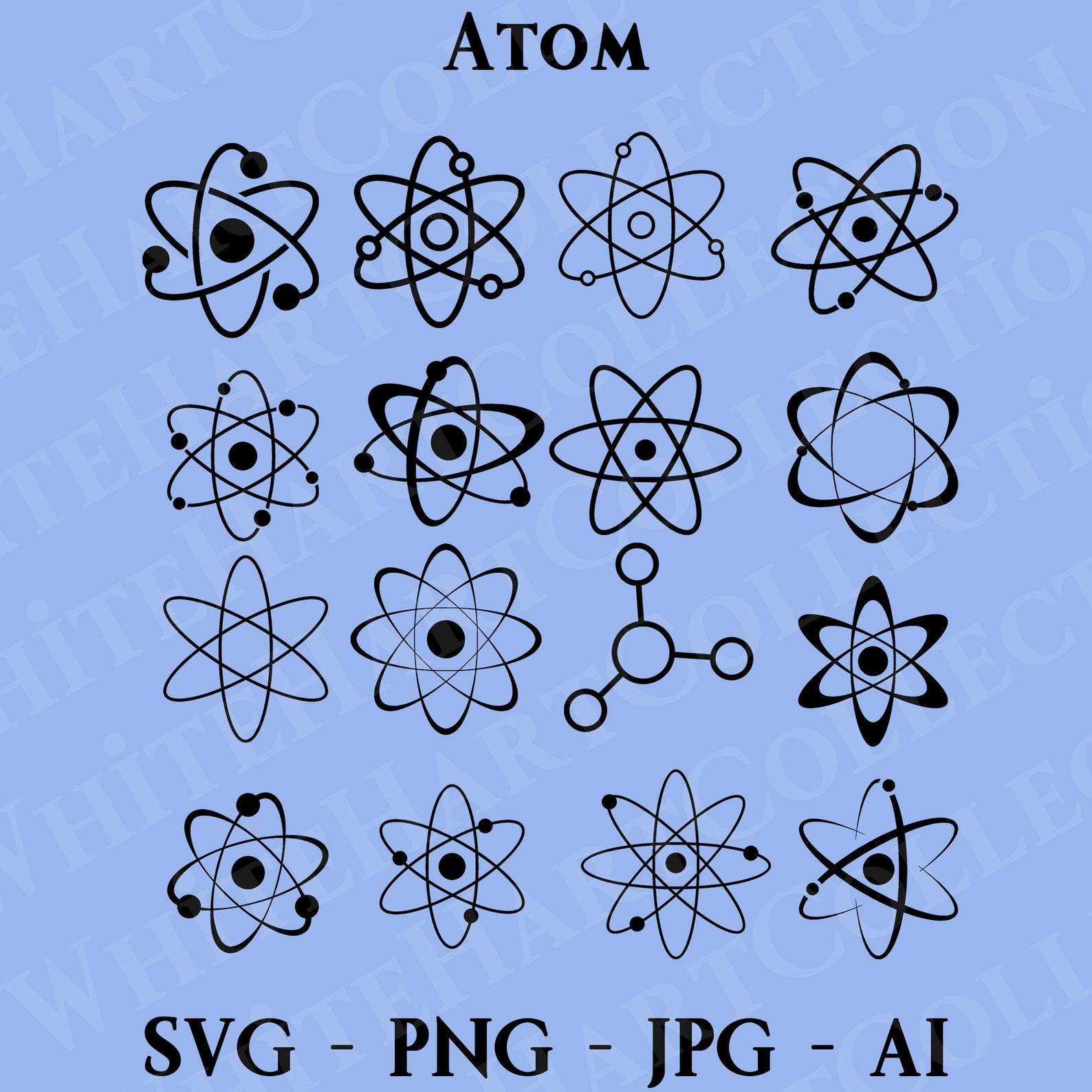 16 Atom Svg Bundle, Png, Jpg, Ai, Commercial Use, Chemistry Svg ...