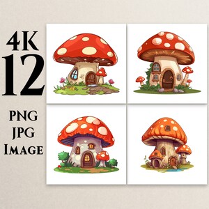 4K 12 Mushroom House Clipart, PNG, JPG, Cartoon Mushroom House Clipart ...