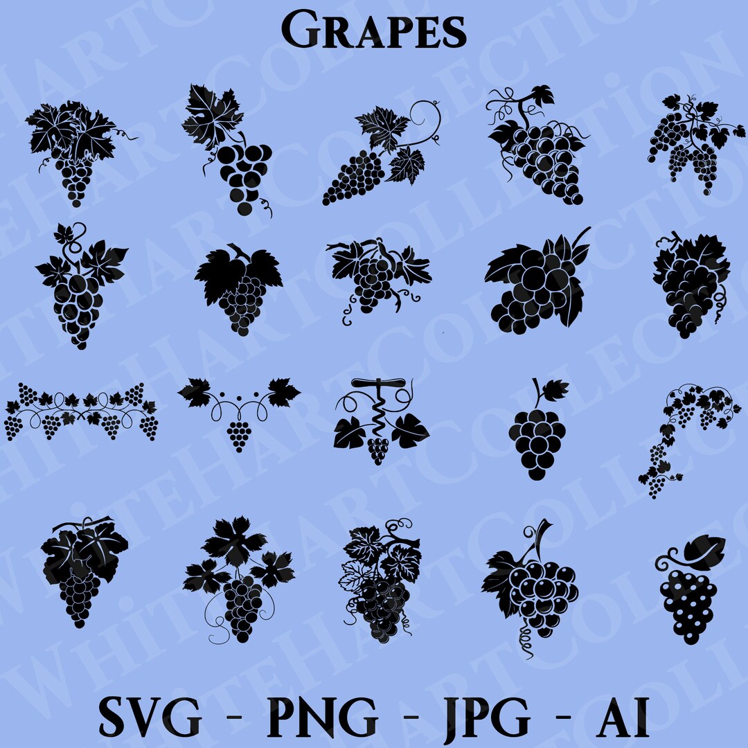 20 Grapes Svg, Png, Jpg, Ai, Commercial Use, Berry Svg, Grapes Clipart ...