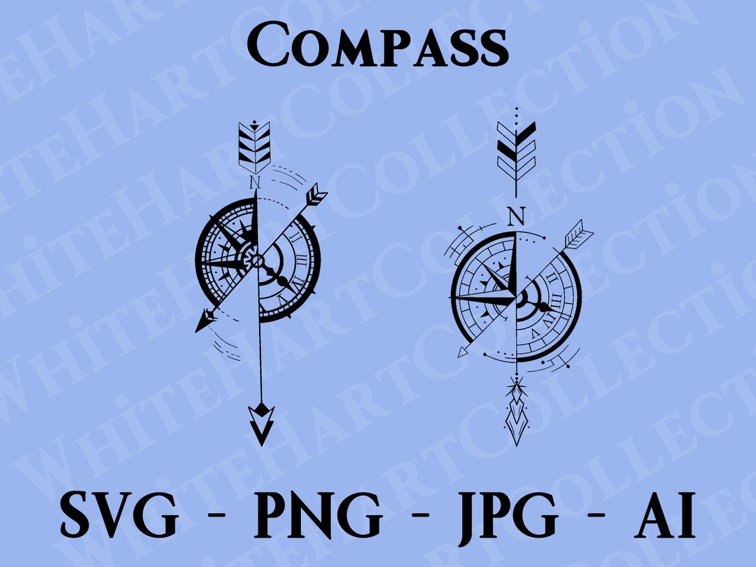 Compass Svg Commercial Use Svg, Png, Jpg, Ai, Nature, Compass Tattoo ...