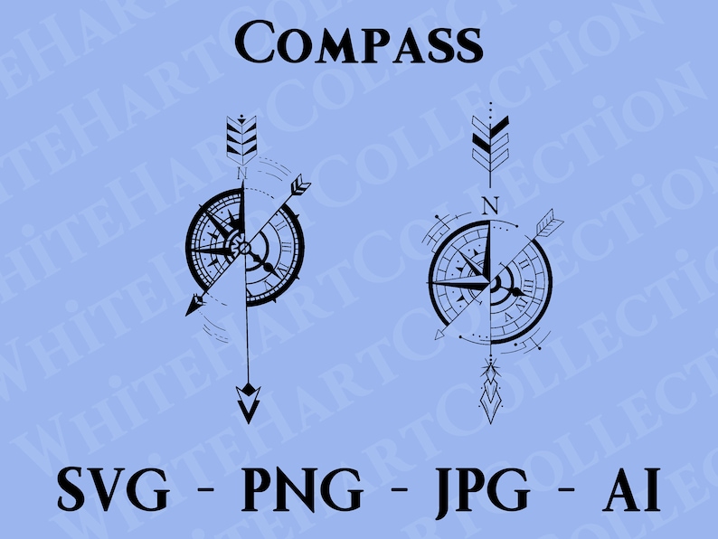 Compass Svg Commercial Use Svg, Png, Jpg, Ai, Nature, Compass Tattoo ...
