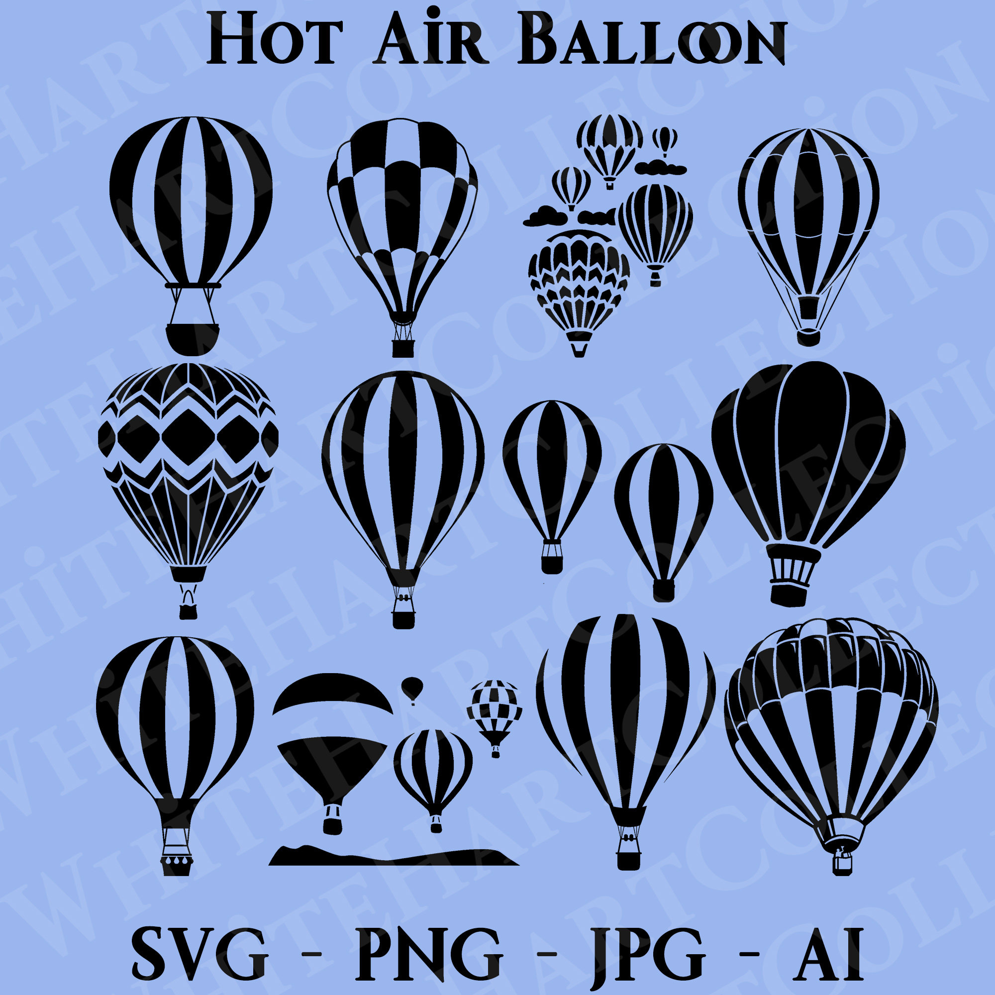 12 Hot Air Balloon Svg, Png, Jpg, Ai, Commercial Use, Balloon Clipart ...