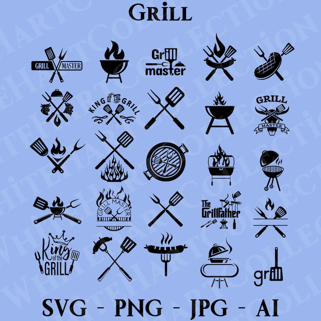 25 Grill Svg, Png, Jpg, Ai, Commercial Use, Barbecue SVG Bundle, BBQ ...