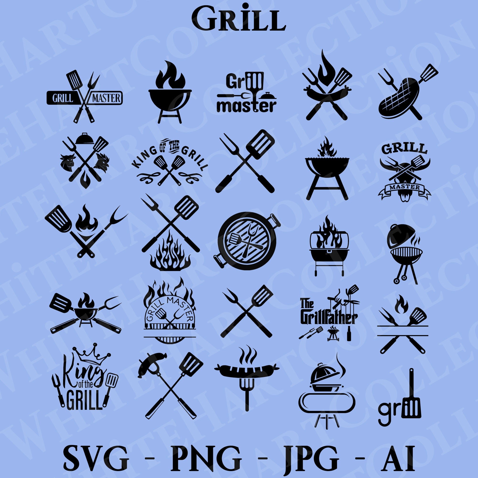 25 Grill Svg, Png, Jpg, Ai, Commercial Use, Barbecue SVG Bundle, BBQ ...