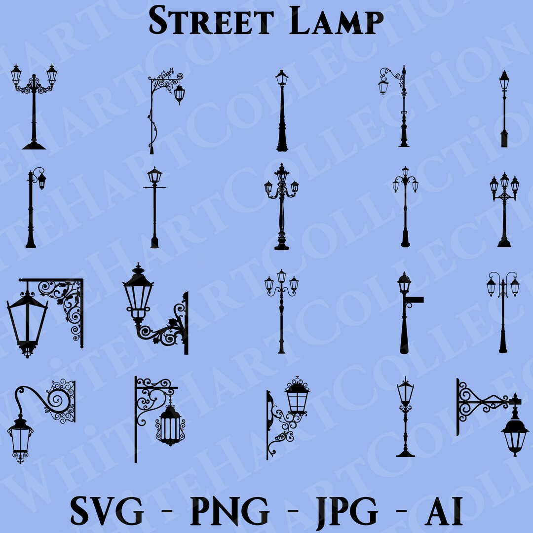 20 Street Lamp Svg, Png, Jpg, Ai, Commercial Use, Lamp Svg, Lamp ...