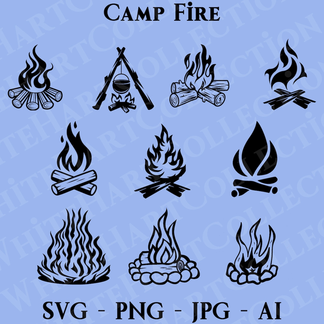 10 Camp Fire Svg Bundle, Png, Jpg, Ai, Commercial Use, Campfire Clipart ...