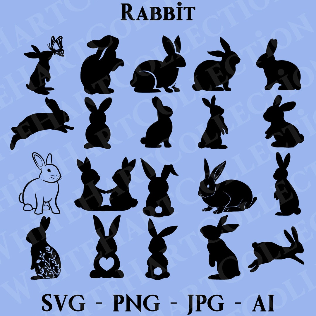 20 Rabbit Svg, Png, Jpg, Ai, Commercial Use, Easter Svg, Rabbit ...