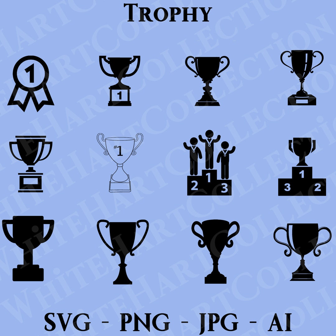 12 Trophy Svg, Png, Jpg, Ai, Commercial Use, No.1 Svg, Trophy ...