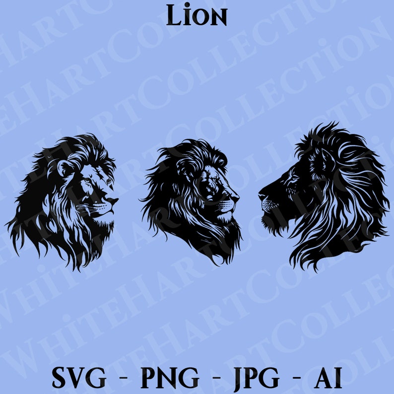 3 León Svg, Png, Jpg, Ai, Uso Comercial, Animal Svg, Cabeza de León Svg ...