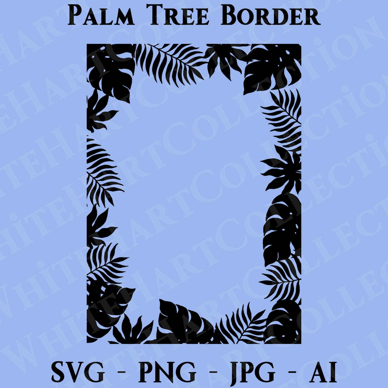 Palm Tree Border Svg, Png, Jpg, Ai, Commercial Use, Tree Border Clipart ...