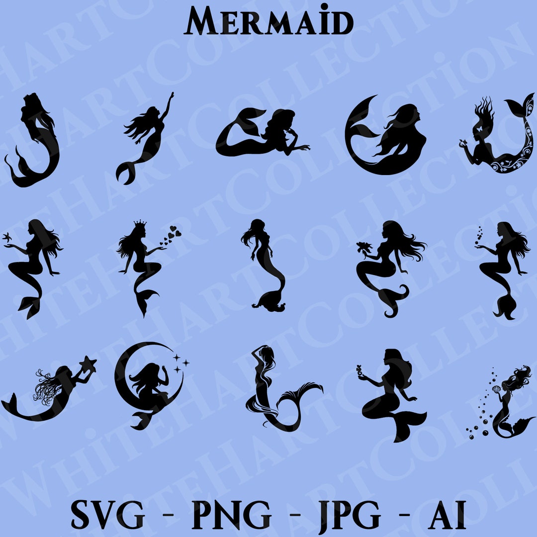 15 Mermaid Svg, Png, Jpg, Ai, Commercial Use, Mermaid With Star Svg ...