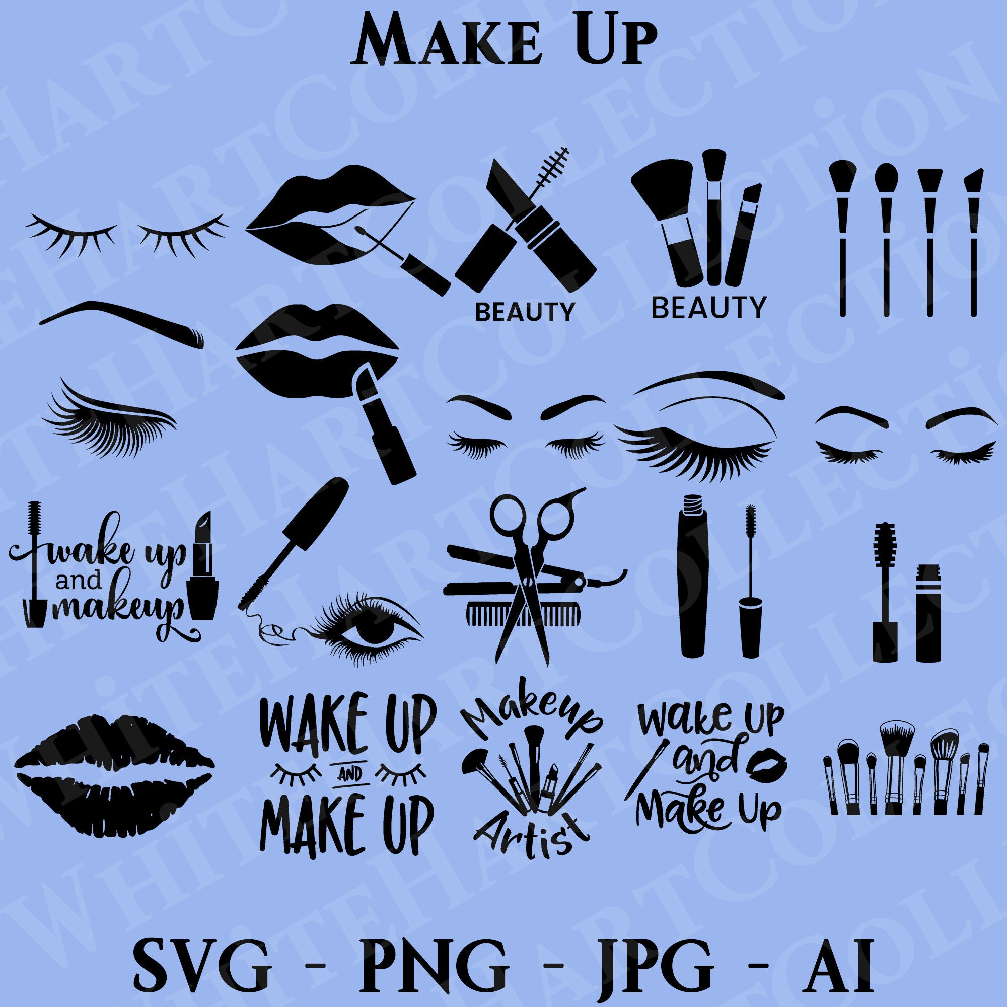 20 Make up Svg, Png, Jpg, Ai, Commercial Use, Beauty Svg, Eyelash Svg ...