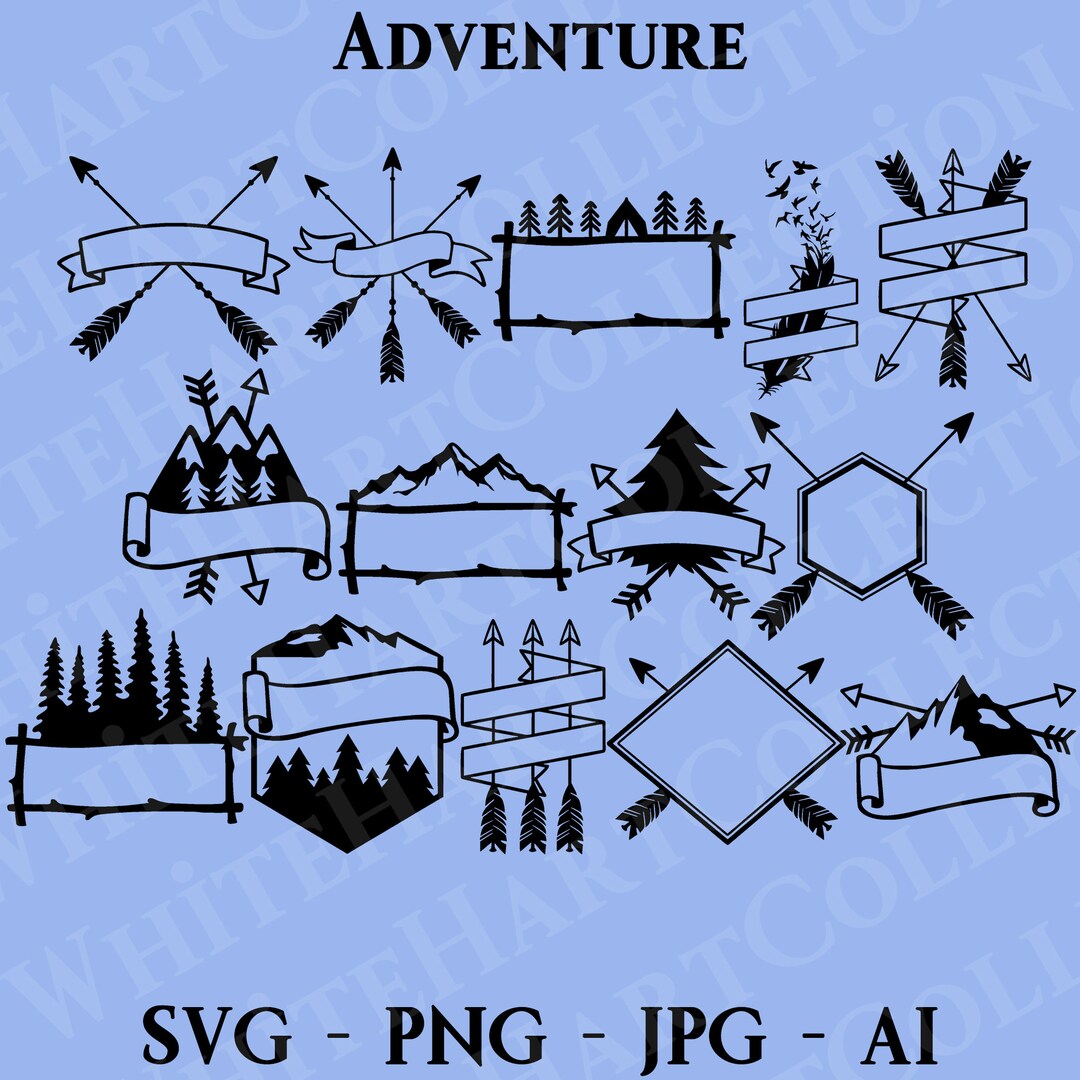 14 Adventure Monogram Svg, Png, Jpg, Ai, Commercial Use, Mountain ...