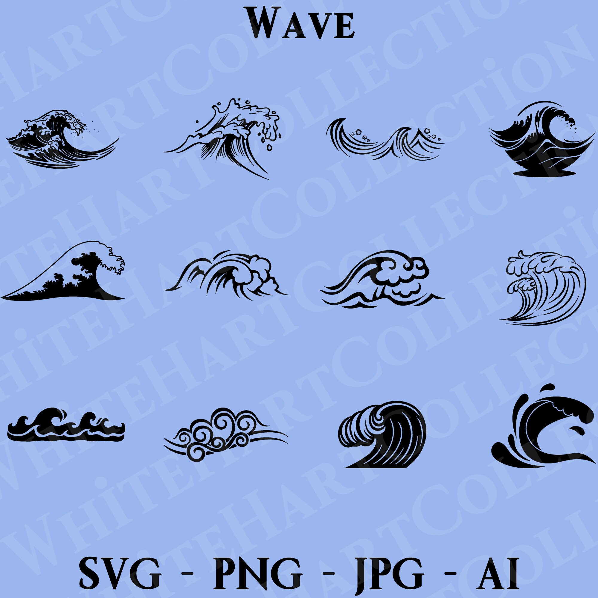 12 Wave Svg Bundle Commercial Use Svg, Png, Jpg, Ai, Ocean Svg, Wave ...