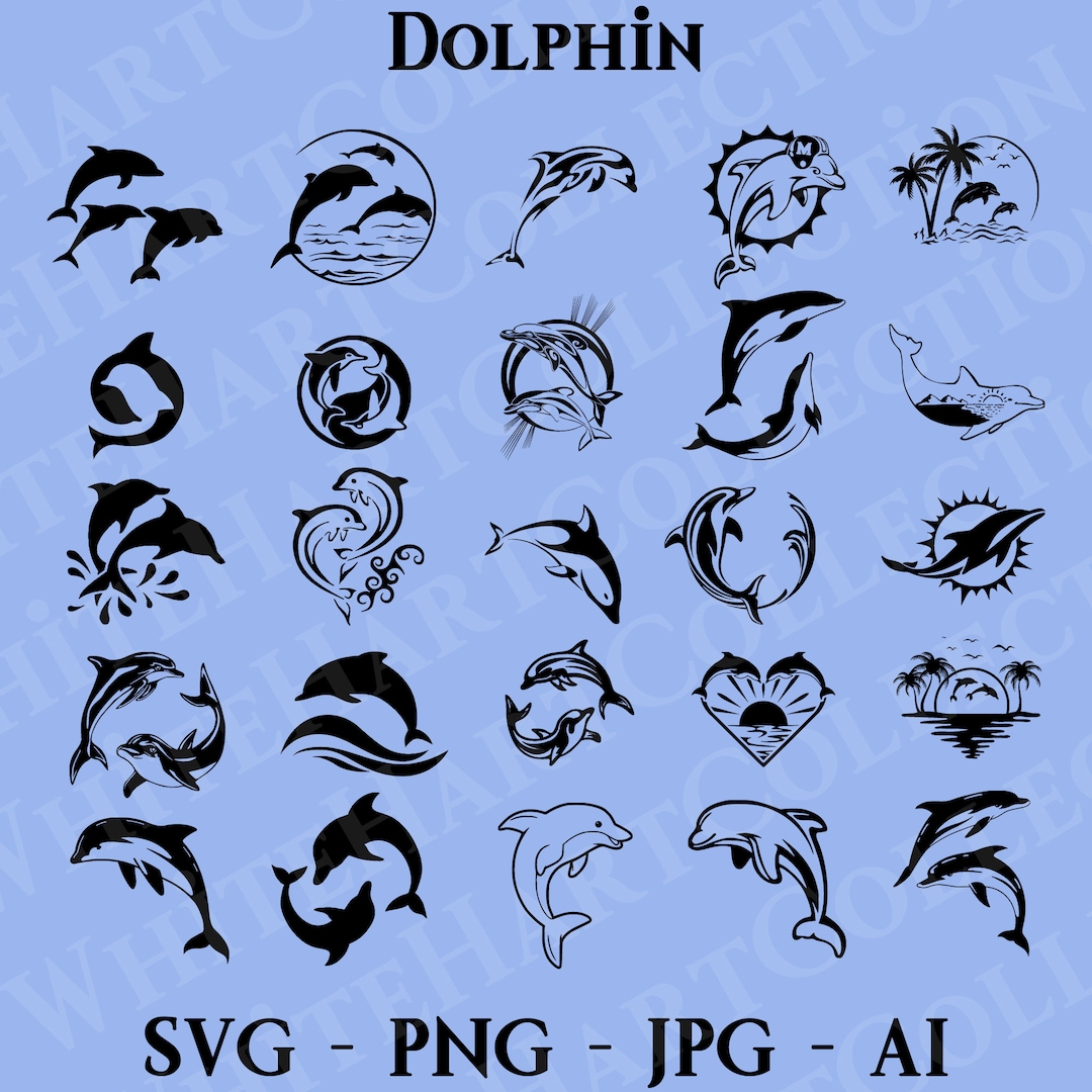 25 Dolphin Svg Bundle, Png, Jpg, Ai, Commercial Use, Cute Dolphin Svg ...